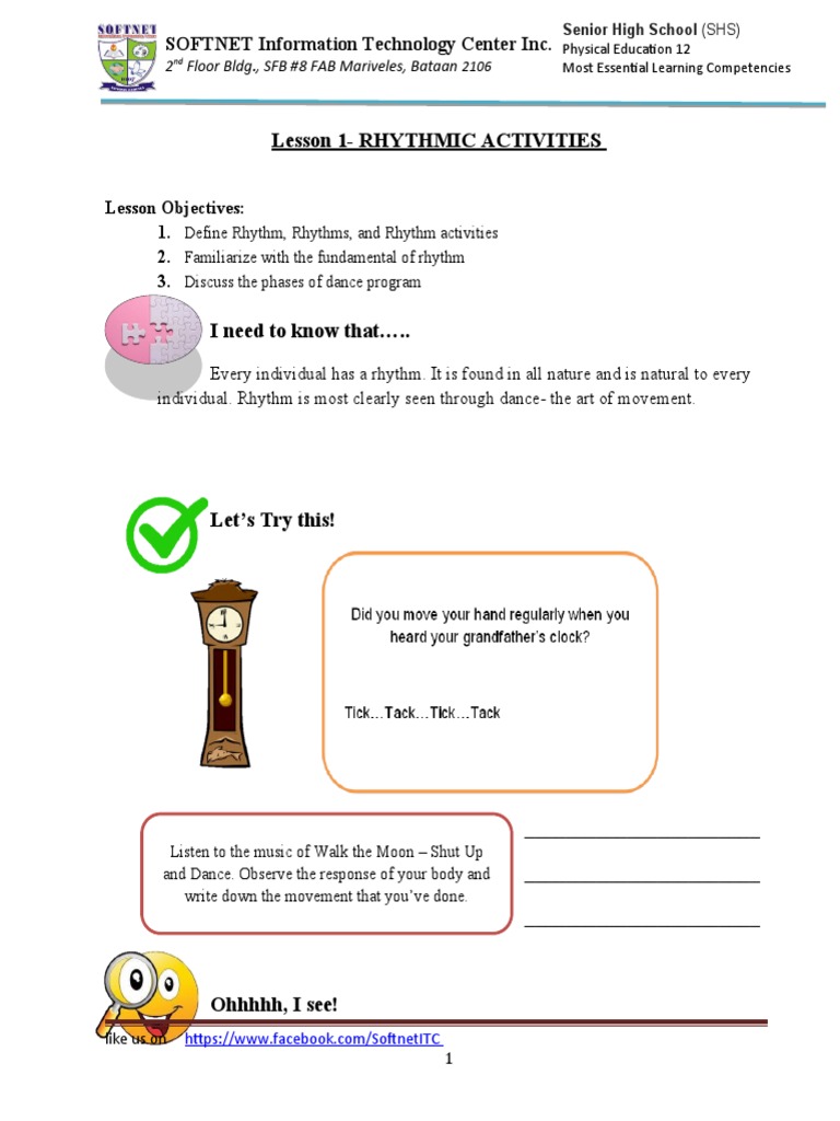 Lesson 1-RHYTHMIC ACTIVITIES | PDF | Rhythm | Ballroom Dance