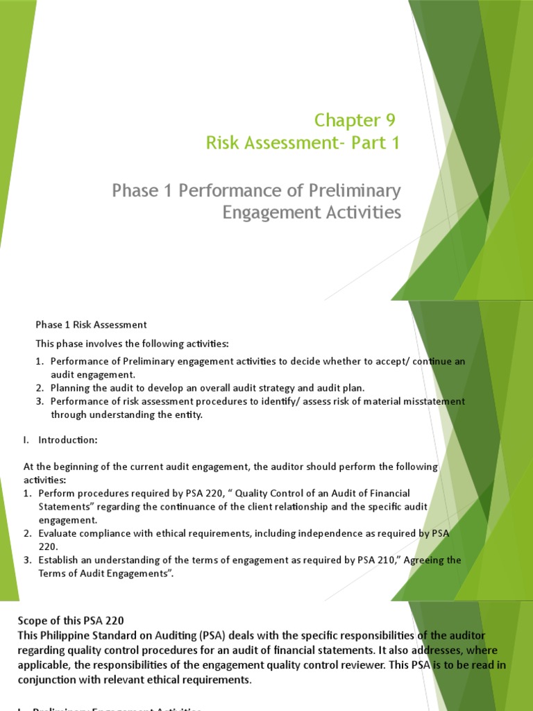 Risk Assessment-Part 1: Phase 1 Performance of Preliminary Engagement ...