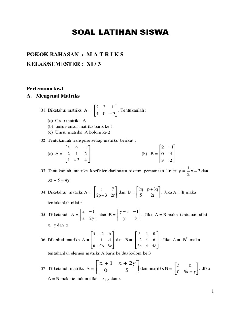 03-Soal Matriks | PDF