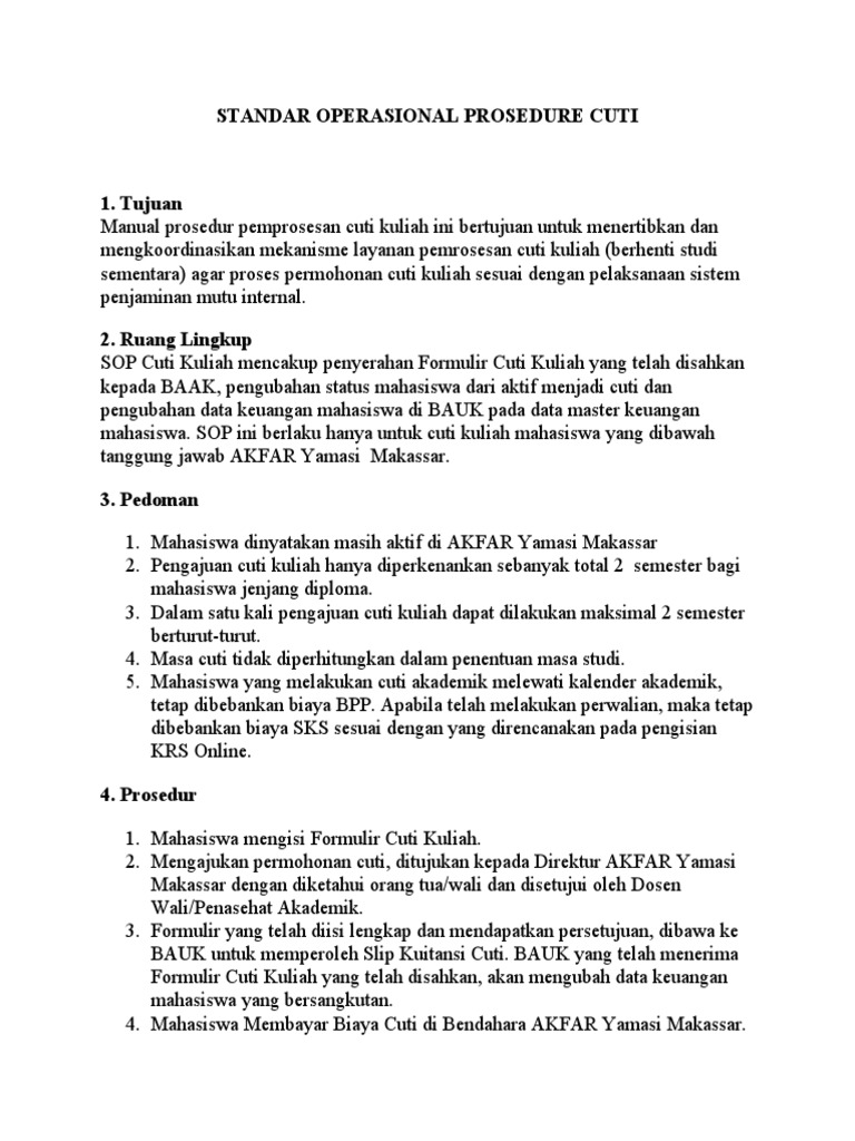 Pengunduran Diri Sop Cuti | PDF