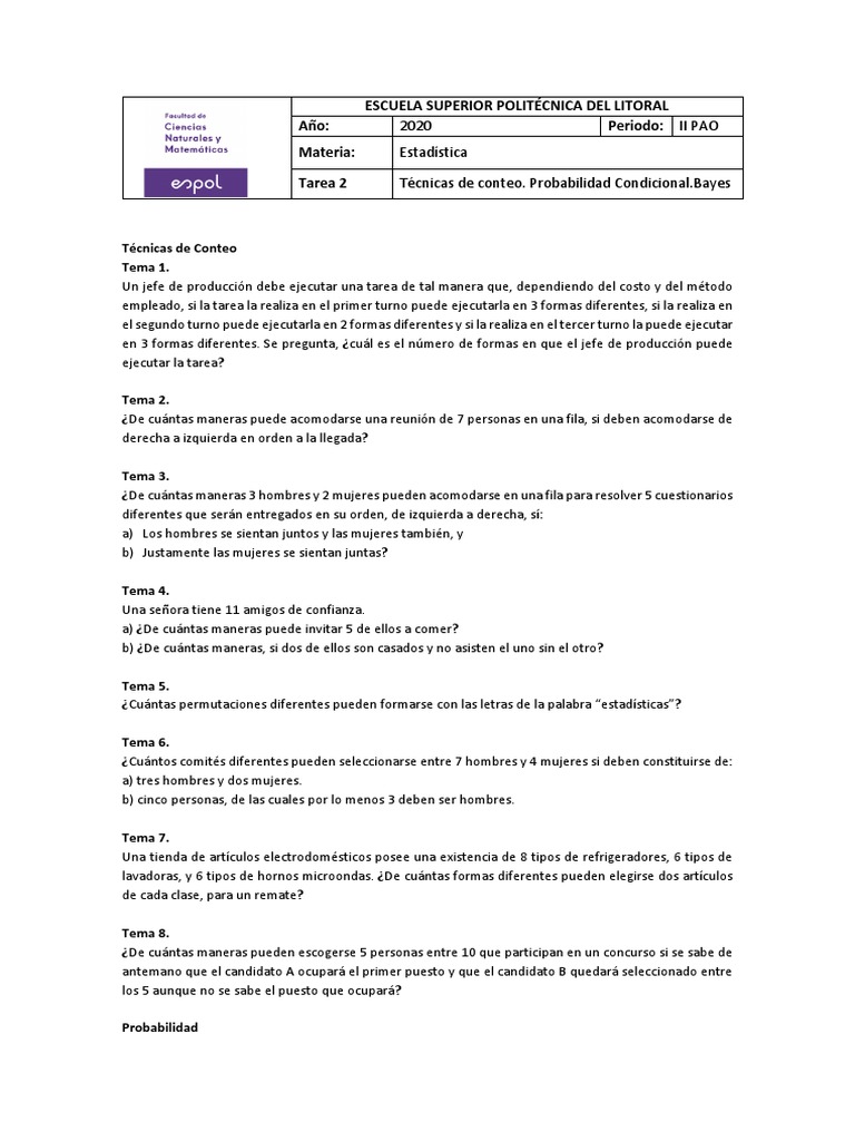 Técnicas de Conteo y Probabilidad 2020 | PDF | Probabilidad | Business