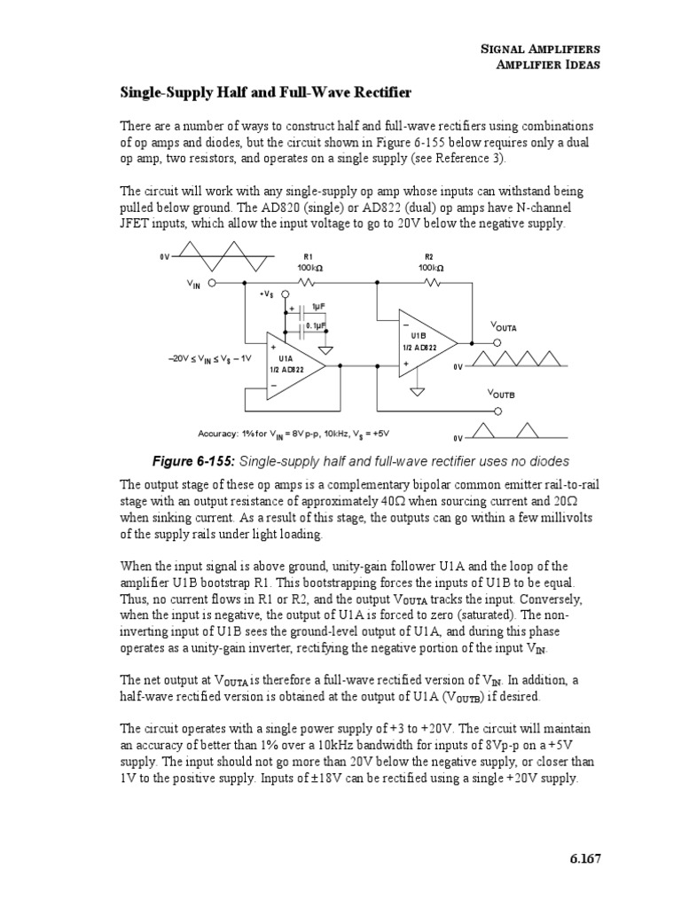 Single-Supply Rectifier Design | PDF | Amplifier | Operational Amplifier
