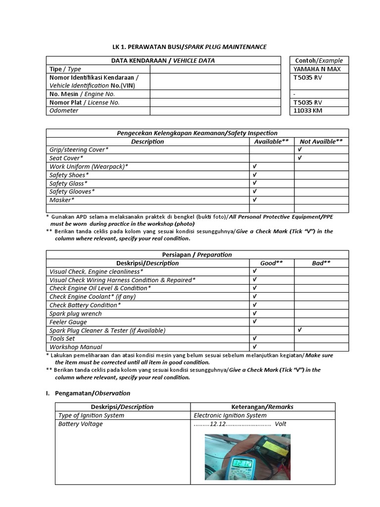 Contoh/Example Tipe / Type Yamaha N Max Nomor Identifikasi Kendaraan ...
