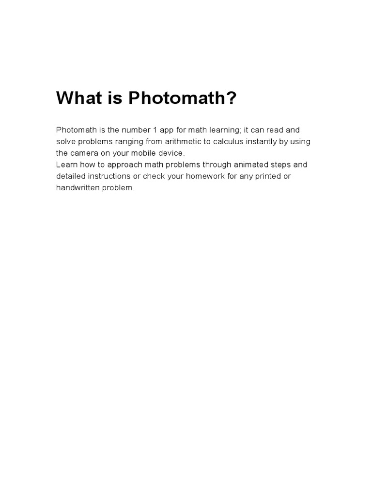 What is Photomath? The #1 Math Learning App | PDF