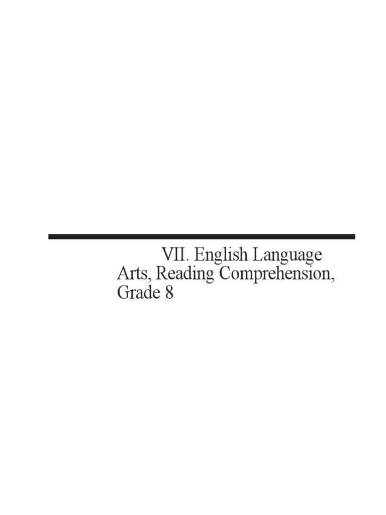 VII English Language Arts Reading Comprehension Grade 8 | PDF | Reading ...