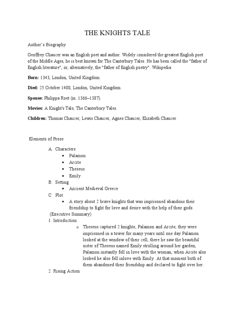 The Knights Tale | PDF | Poetry