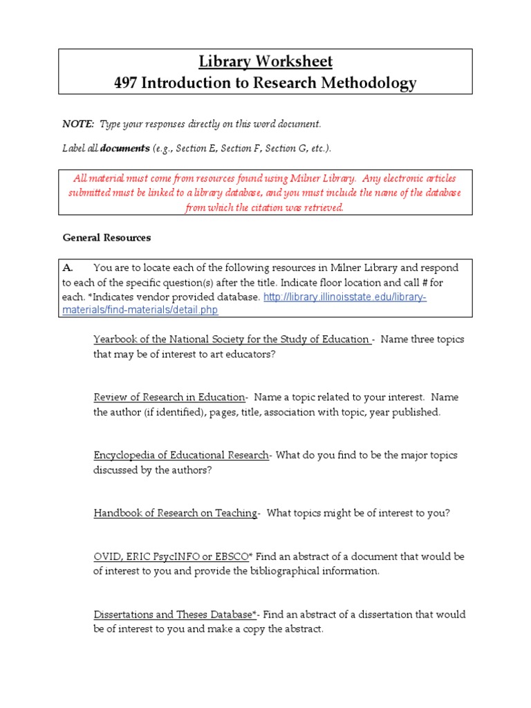 ART497 Library Worksheet | PDF | Academic Journal | Thesis