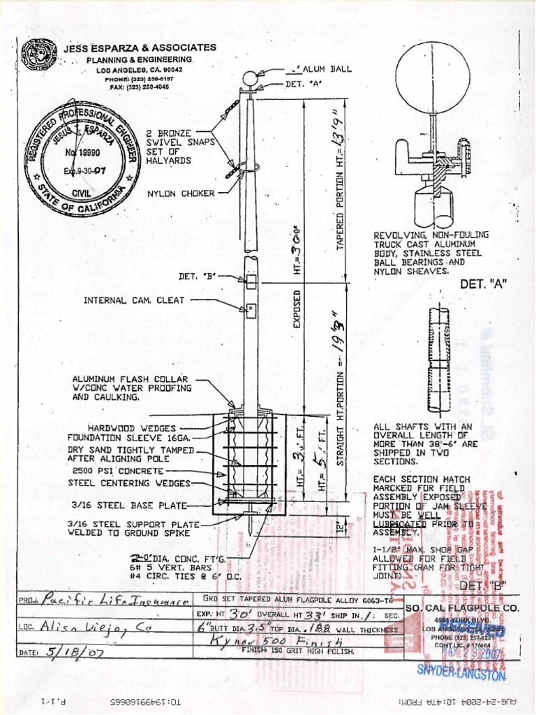 Flagpole Design Sample Calculations PDF | PDF