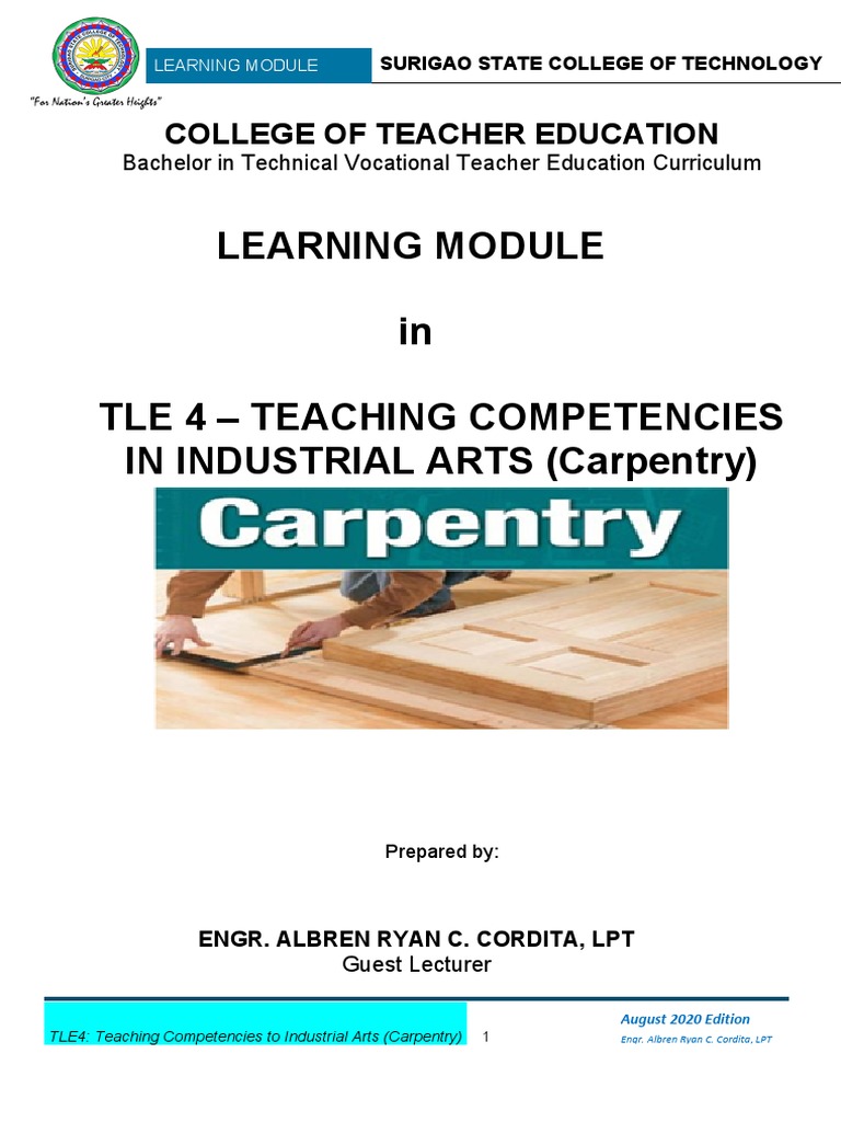 Learning Module in Tle 4 - Teaching Competencies IN INDUSTRIAL ARTS ...