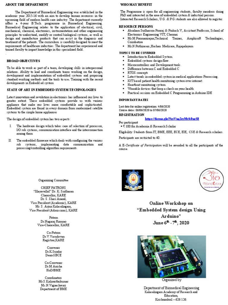 Embedded System Design Using Arduino | PDF | Embedded System | Biomedical Engineering