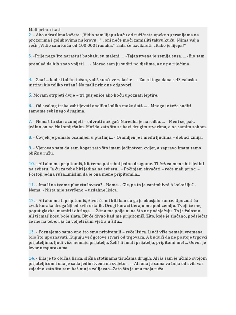 Mali Princ Citati | PDF