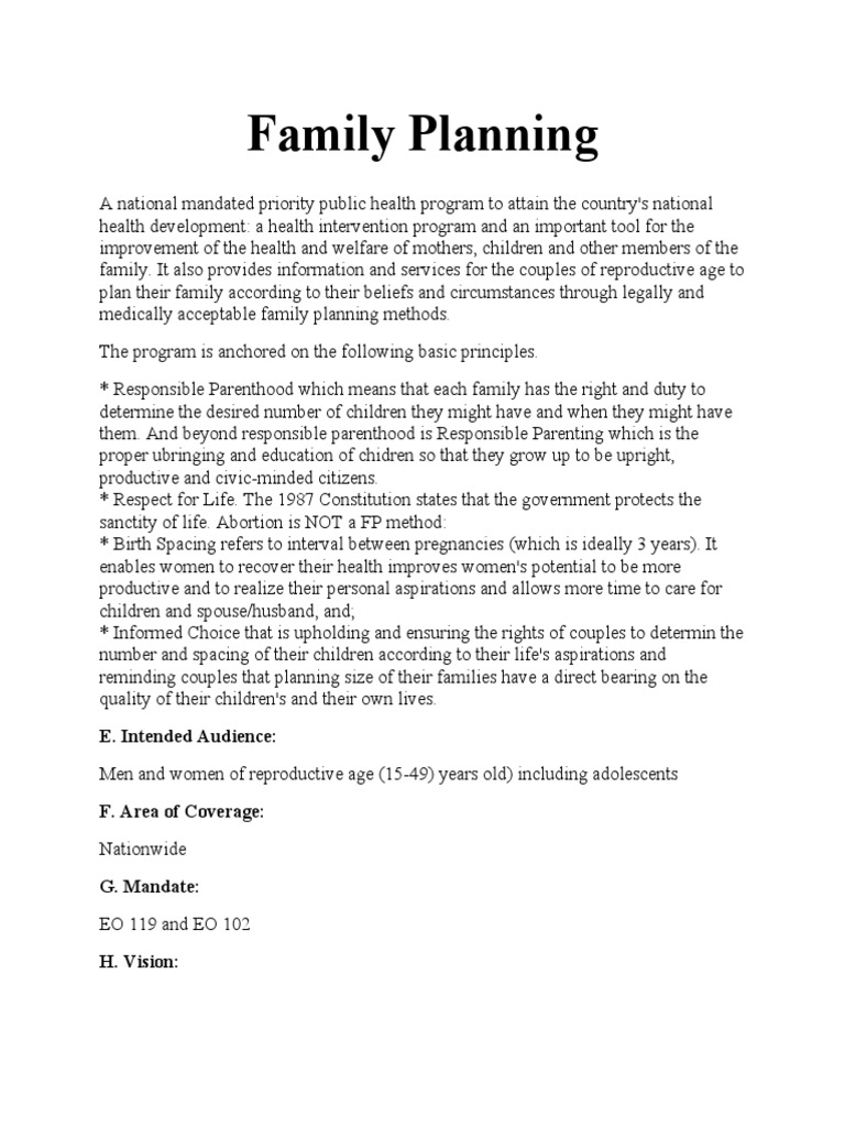 Family Planning: E. Intended Audience | PDF | Family Planning | Family