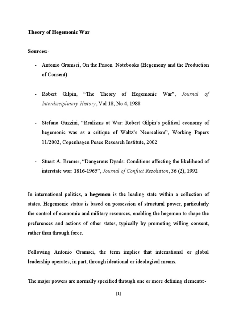 Theory of Hegemonic War | PDF | Great Power | Superpowers