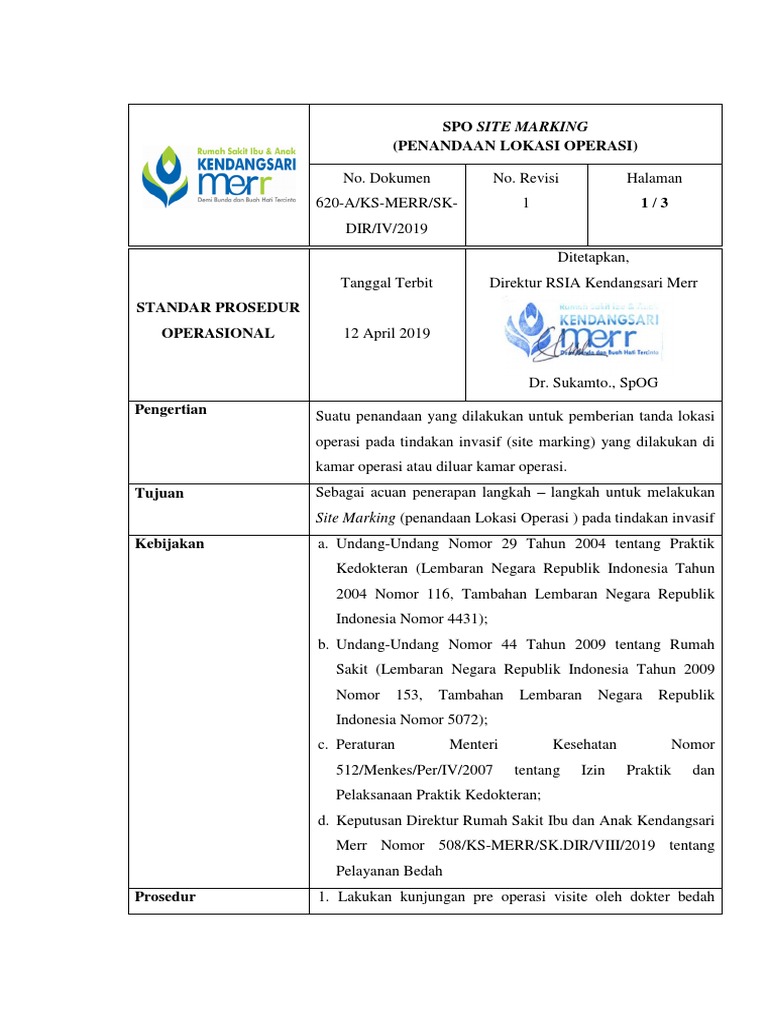 Spo Site Marking (Penandaan Lokasi Operasi) | PDF