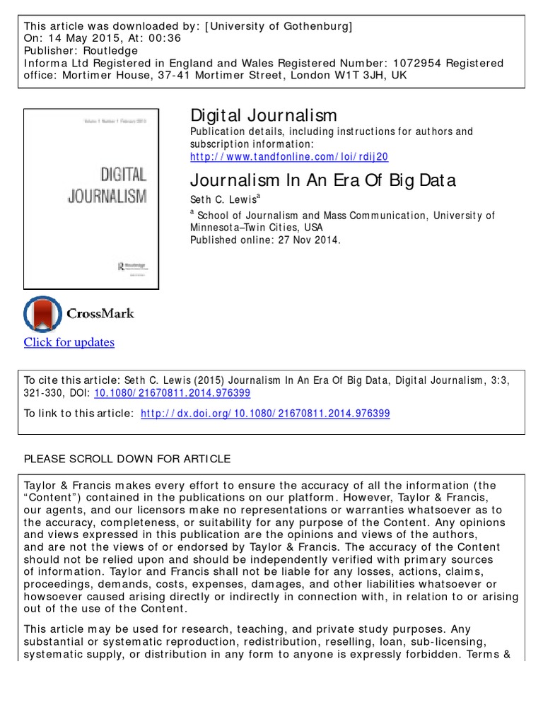 Digital Journalism: Click For Updates | PDF | Big Data | Journalism