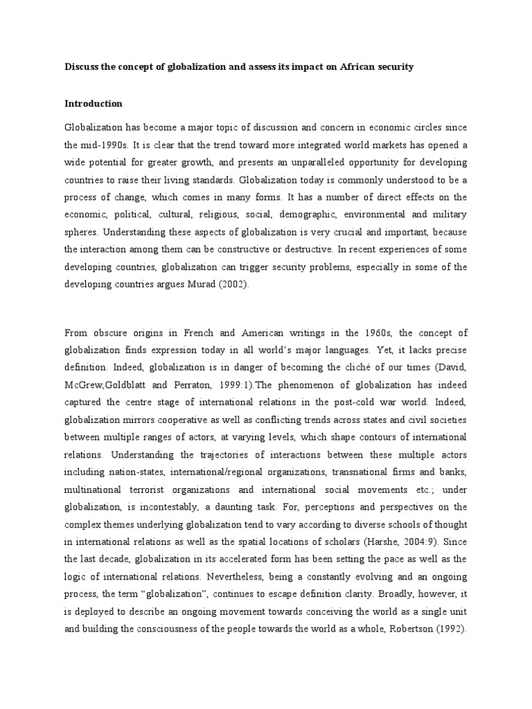 Globalisationa and Impact On Africa | PDF | Globalization | Developing ...