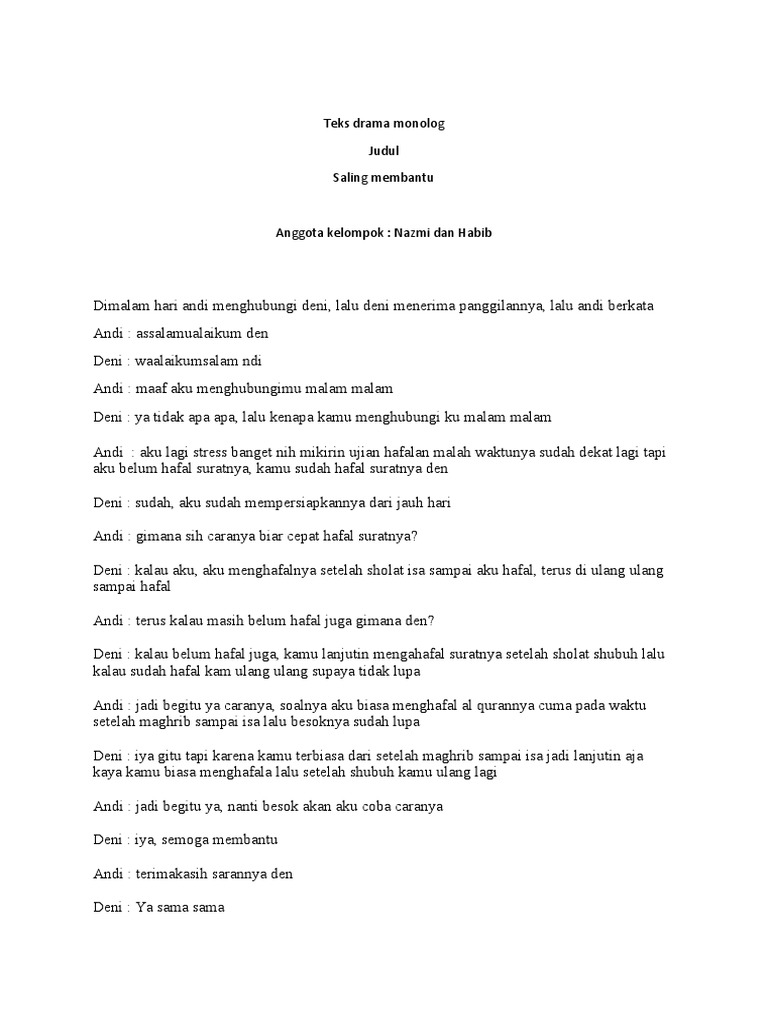 Teks Drama Monolog 1 | PDF