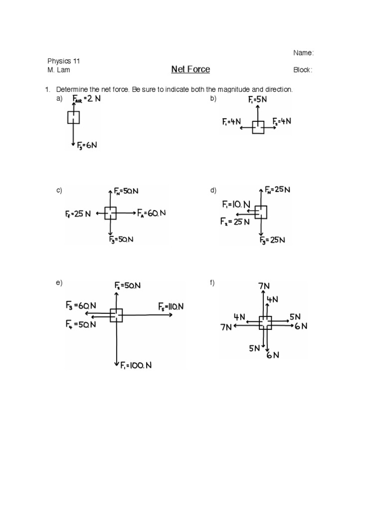 Physics 11: Net Force Exercises | PDF | Teaching Methods & Materials