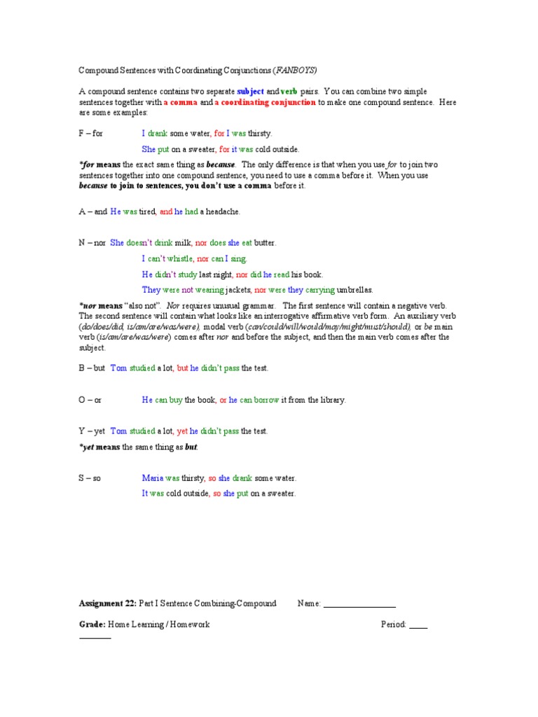 Assignment 22 Sentence Workshop Compound Complex Sentences | PDF ...
