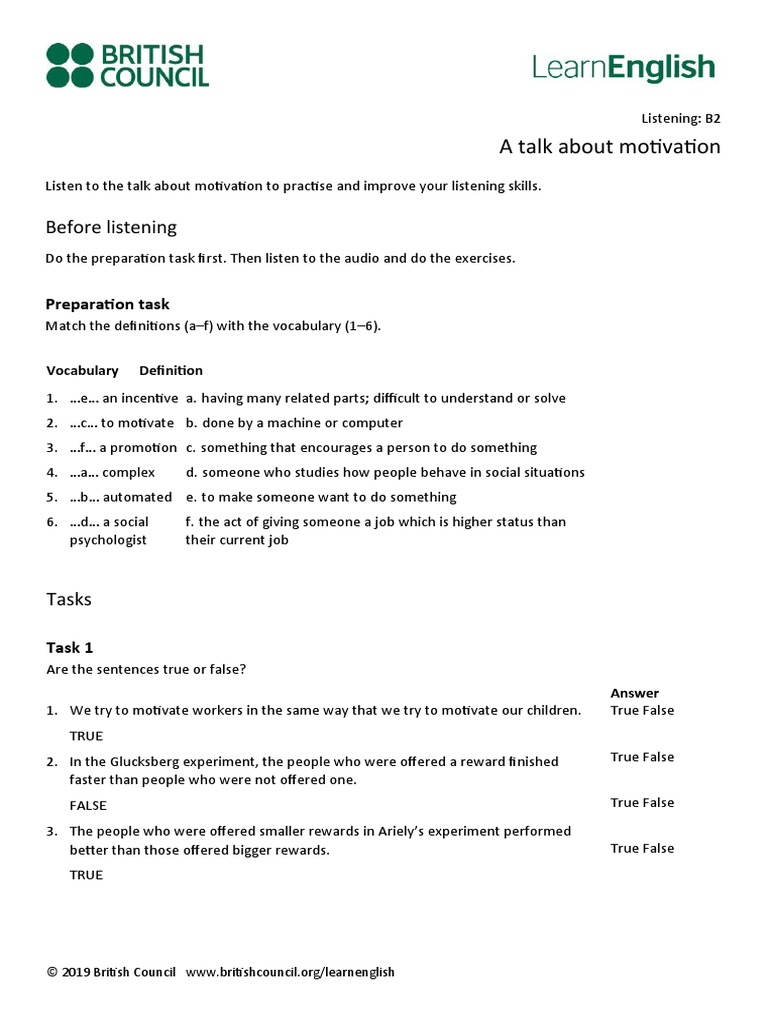 Motivation Worksheet | PDF | Motivation | Motivational