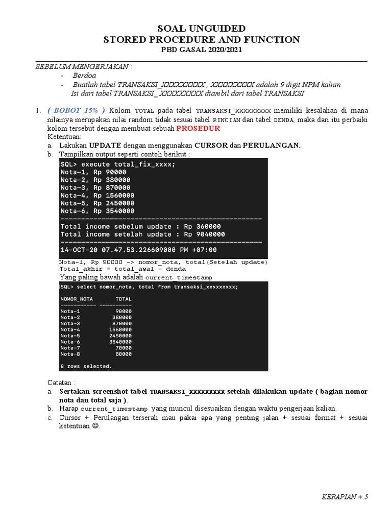Soal Stored Procedure & Function | PDF