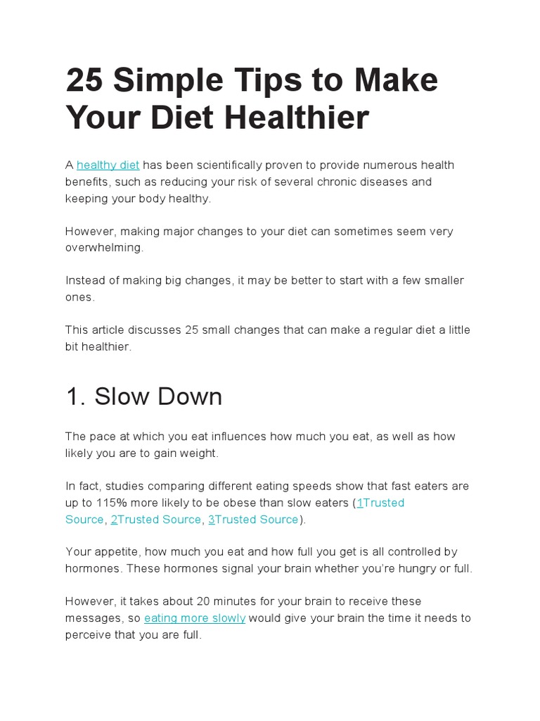 25 Tips for a Healthier Diet | PDF | Yogurt | Dieting