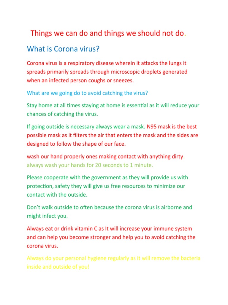 Aviod Corona Virus English Subject | PDF