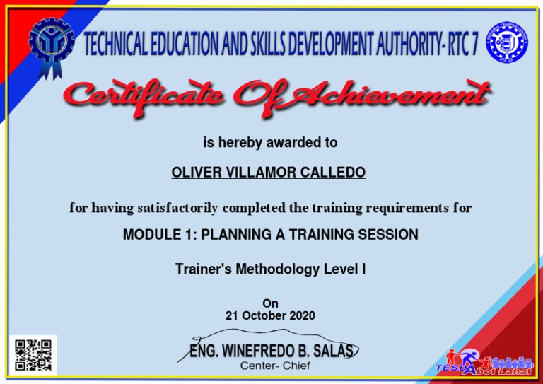 Trainer's Methodology Level I Certificate | PDF