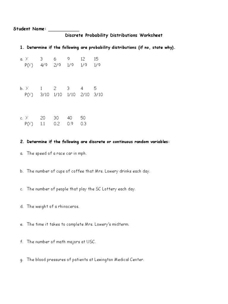 Assignment - Probability Distribution & Expected Value | PDF | Expected ...