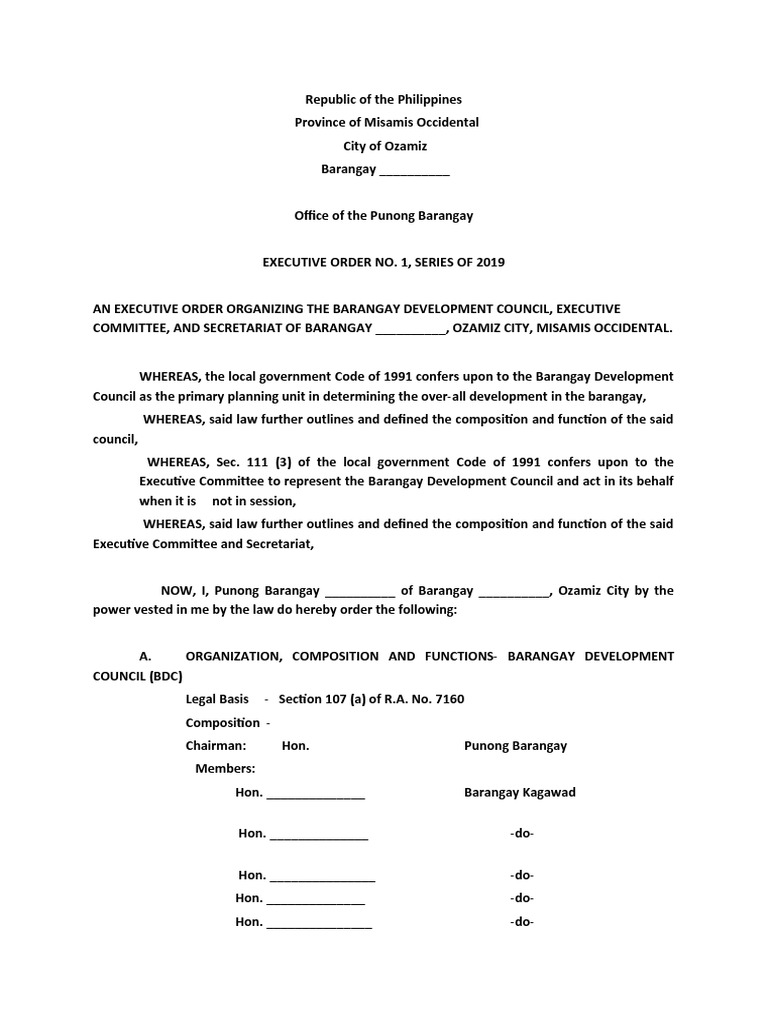 Executive Order, BDC Execom Secretariat | PDF | Public Law | Virtue