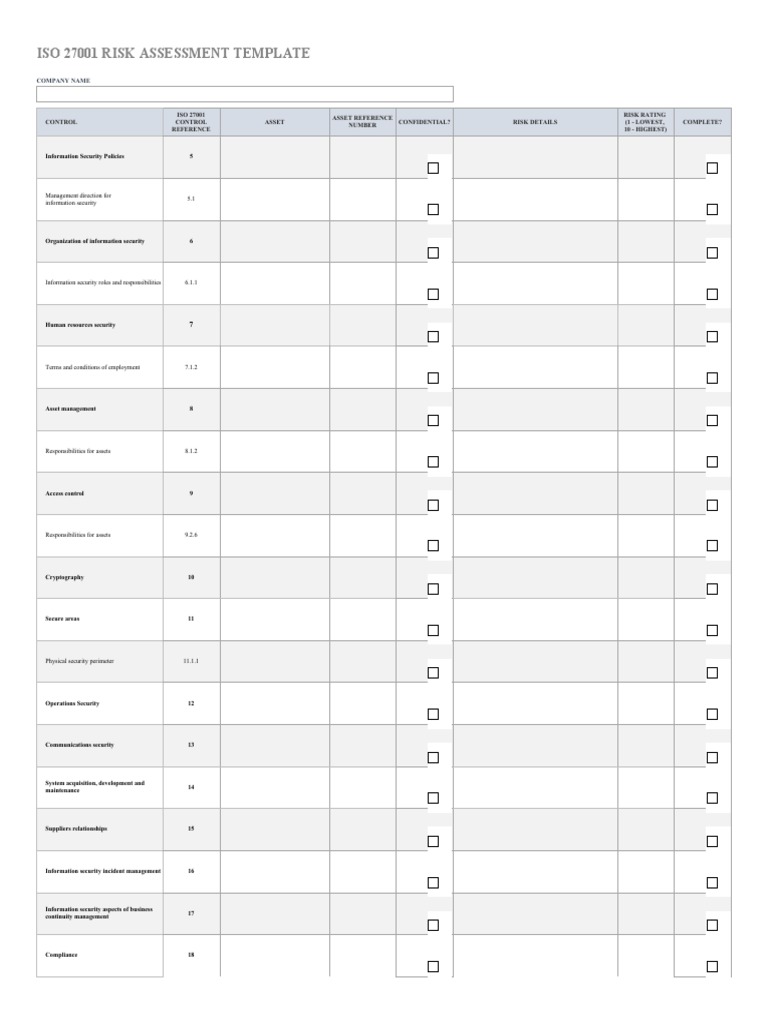 Iso 27001 Risk Assessment Template | PDF | Information Security | Policy