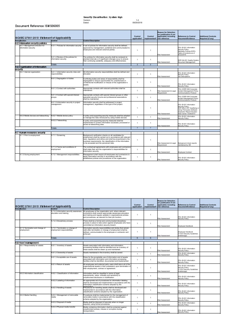 Information Security Management System Documentation: Statement of ...