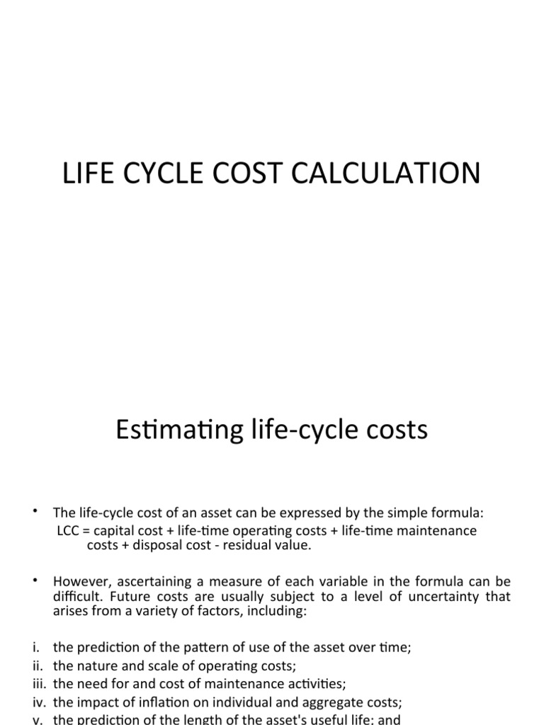 Lecture Note 5 - BSB315 - LIFE CYCLE COST CALCULATION | PDF | Net ...