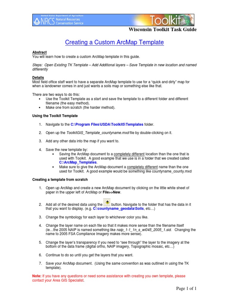 Creating A Custom Arcmap Template: Wisconsin Toolkit Task Guide | PDF | Geographic Data And ...