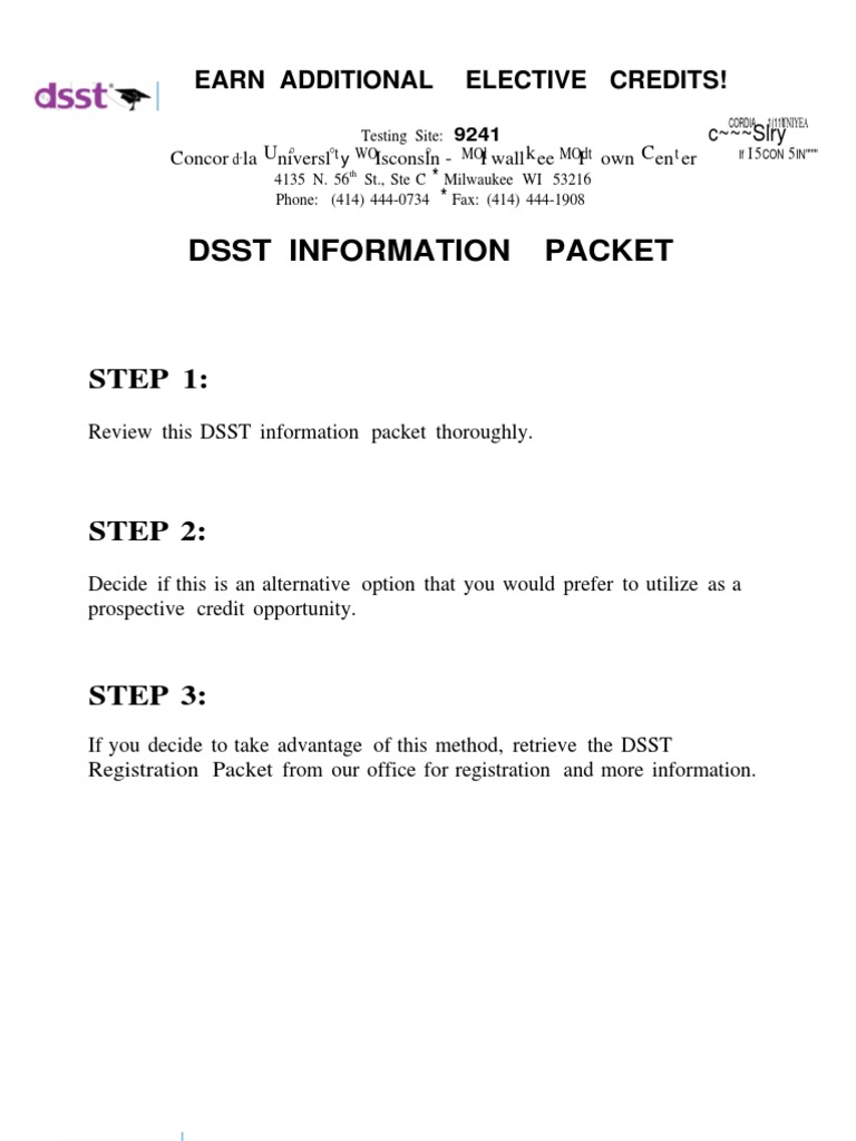 DSST Information Packet: Step 1 | Download Free PDF | Test (Assessment)