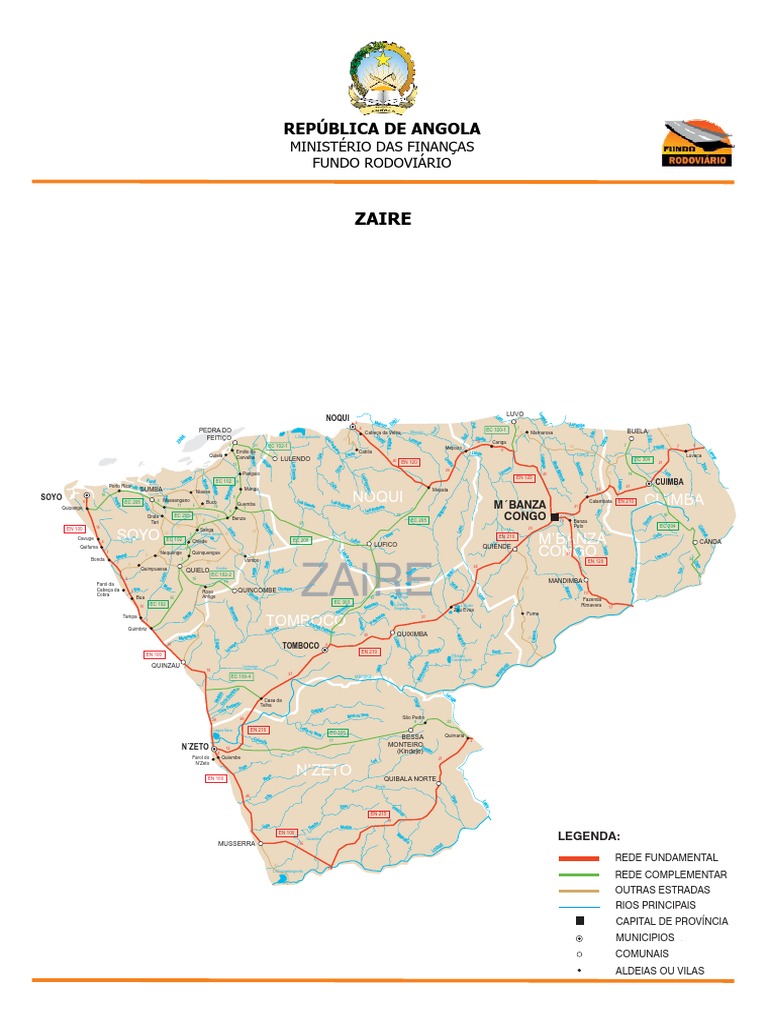 Mapa Rodoviario Zaire