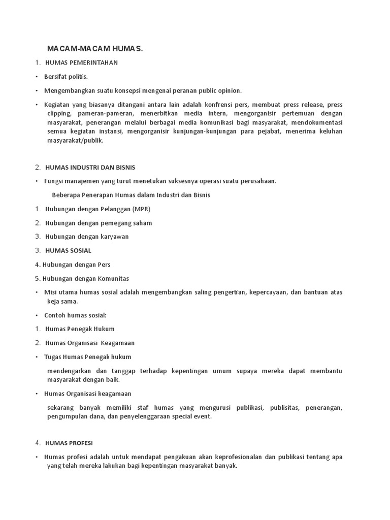 Macam-Macam Humas | PDF