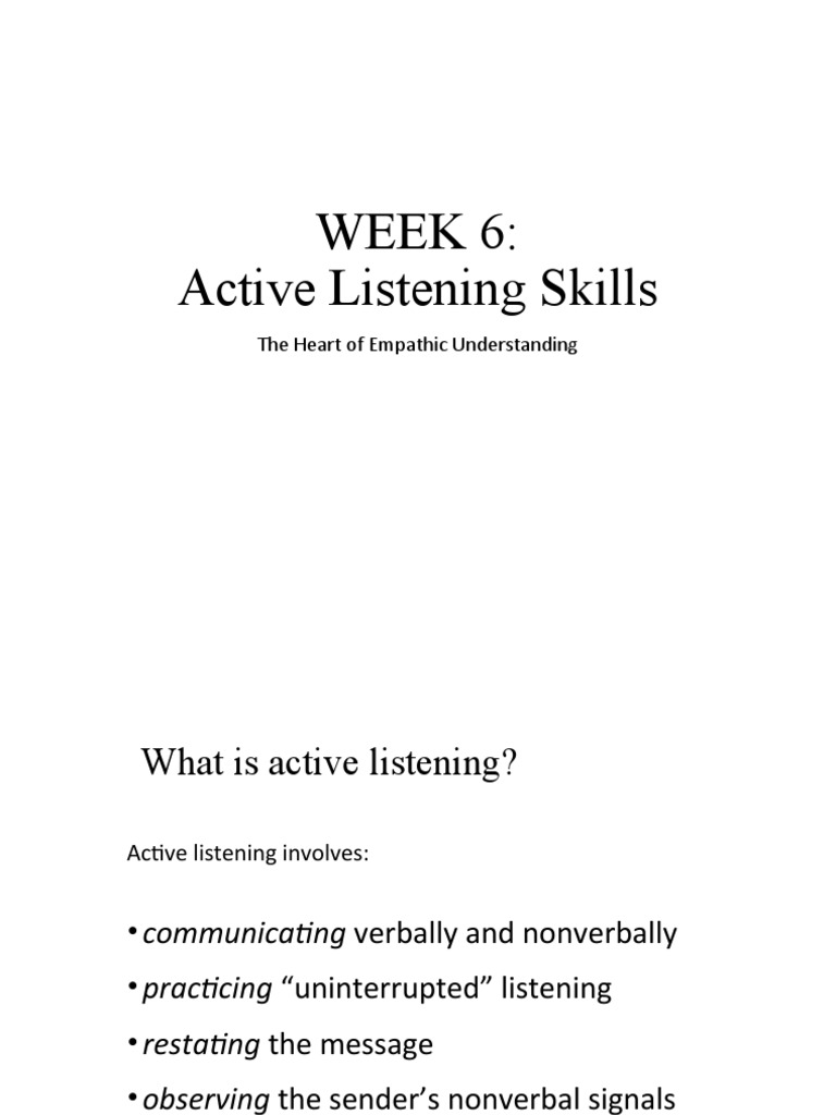 WEEK 6 Active Listening Skills | PDF | Nonverbal Communication ...