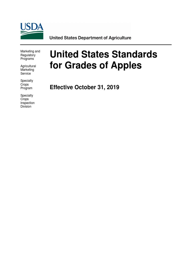 United States Standards For Grades of Apples: Effective October 31 ...