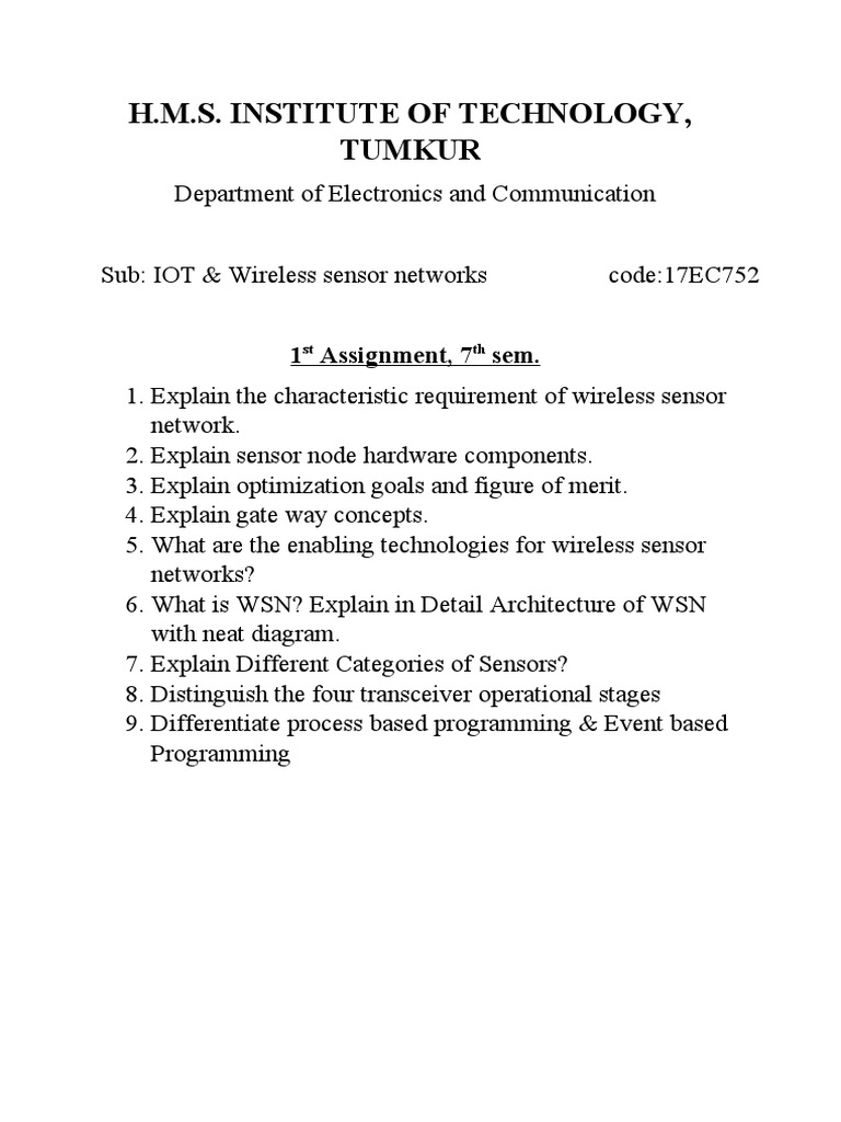 IOT 1st Assignment | PDF