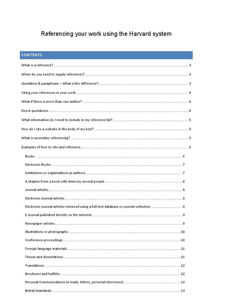 Referencing Your Work Using The Harvard System | PDF | Institute Of ...