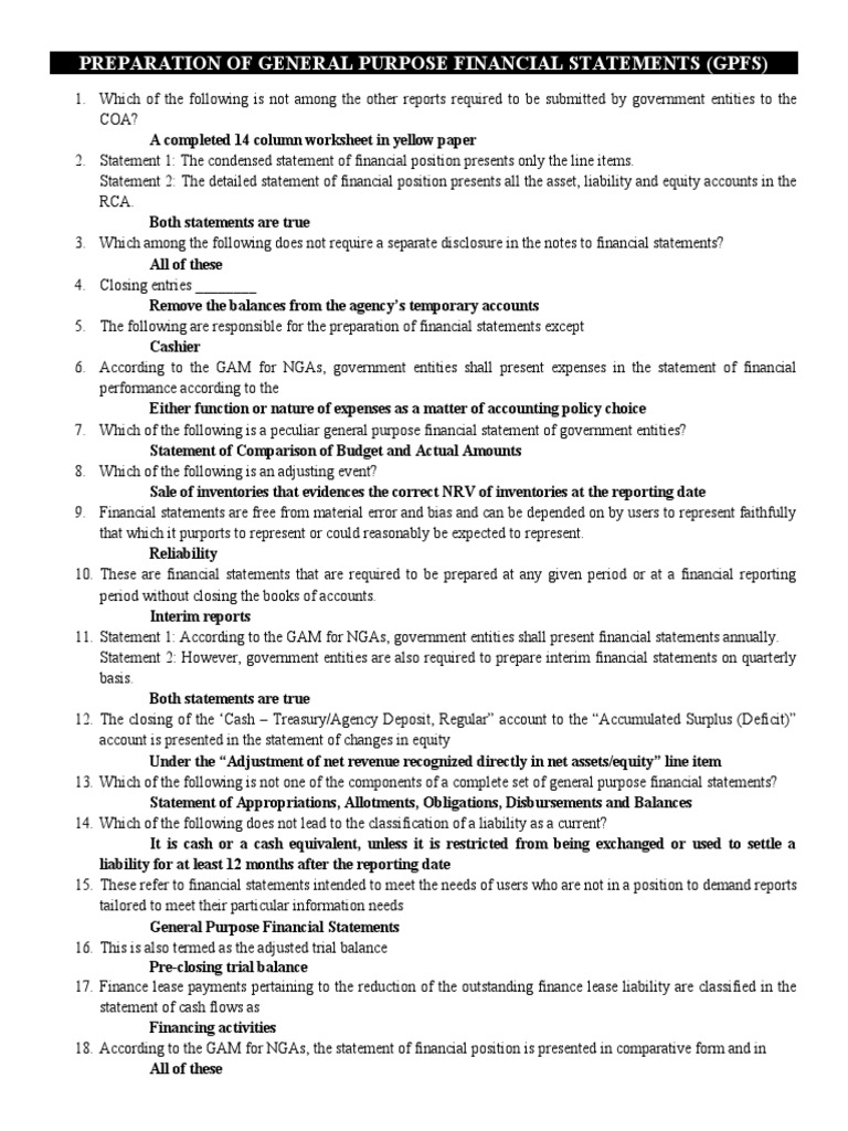 Module 6 Quiz Answers | PDF | Financial Statement | Income Statement