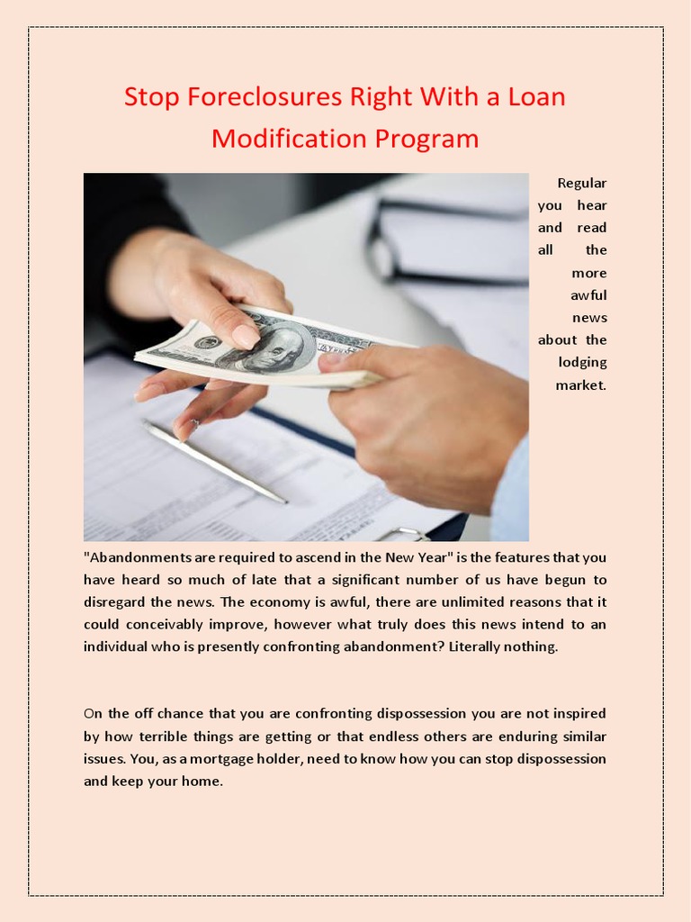 Stop Foreclosures Right With A Loan Modification Program | Download ...
