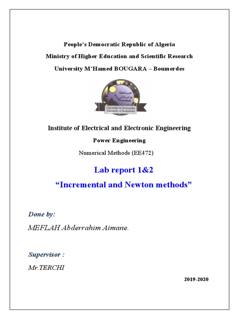 An Analysis of Incremental and Newton Methods for Solving Nonlinear Equations Through MATLAB ...