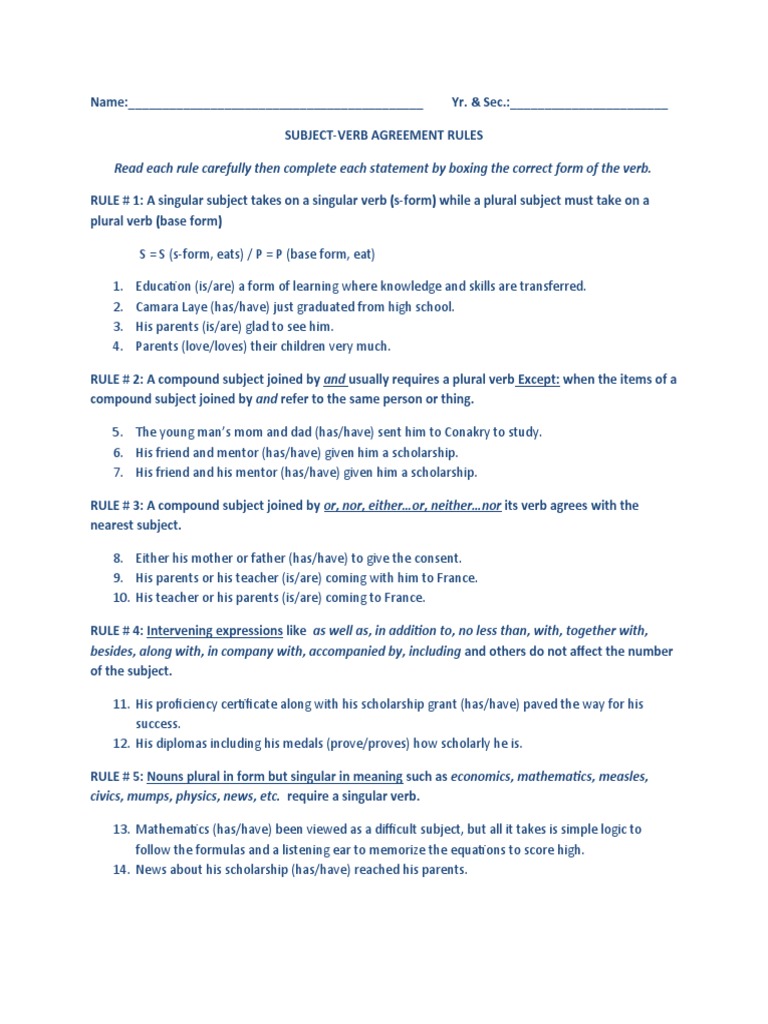 Sva Handout | PDF | Grammatical Number | Pronoun