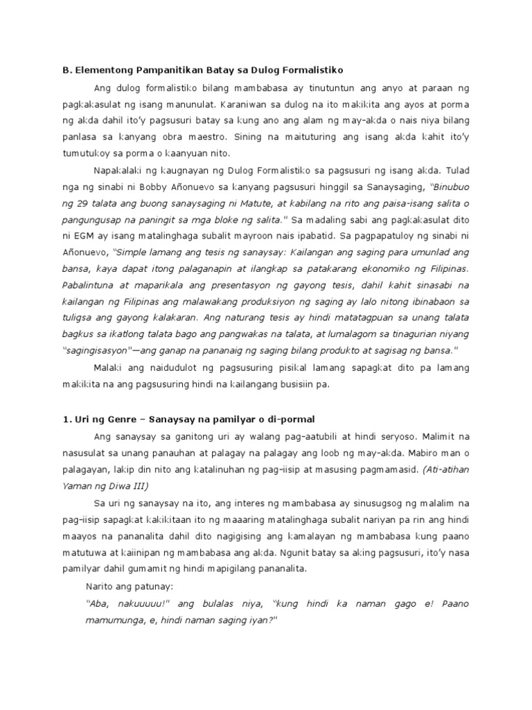 Pagsusuri Sa Sanaysay PDF | PDF