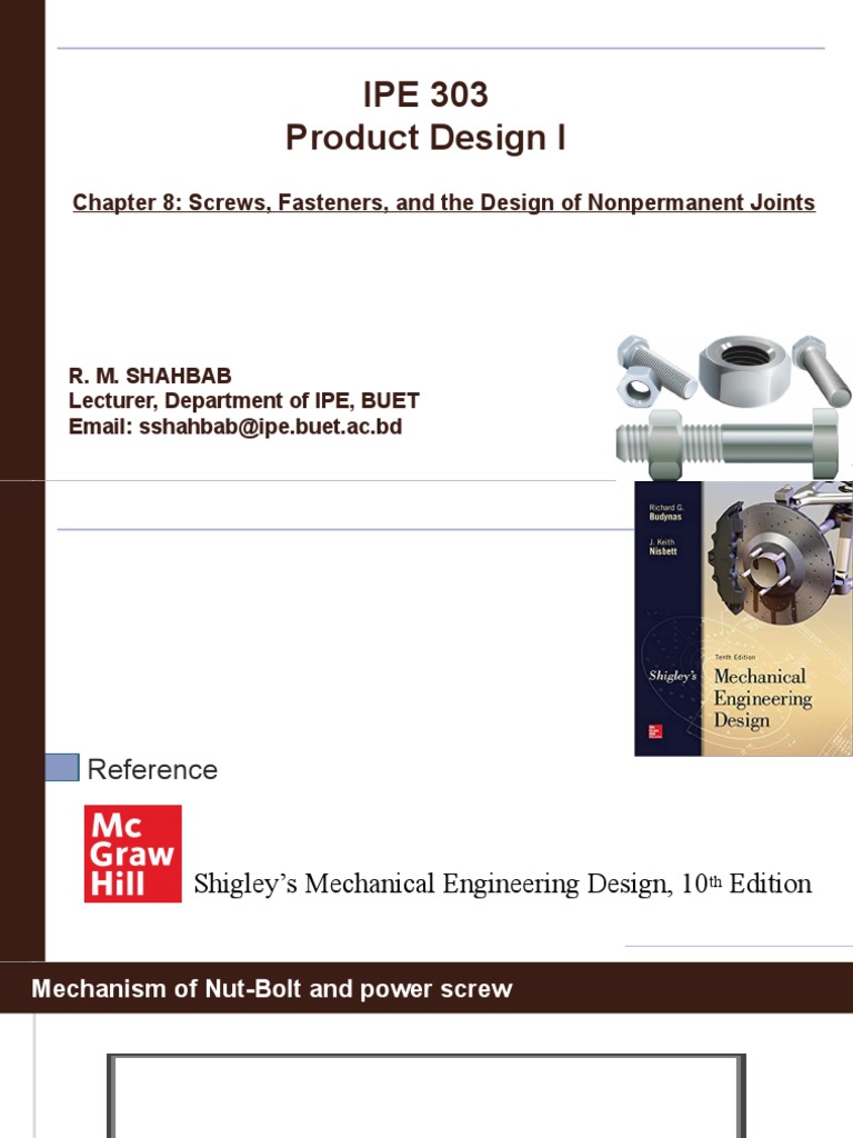 Screws and Nonpermanent Joint Design | PDF | Screw | Mechanical Engineering