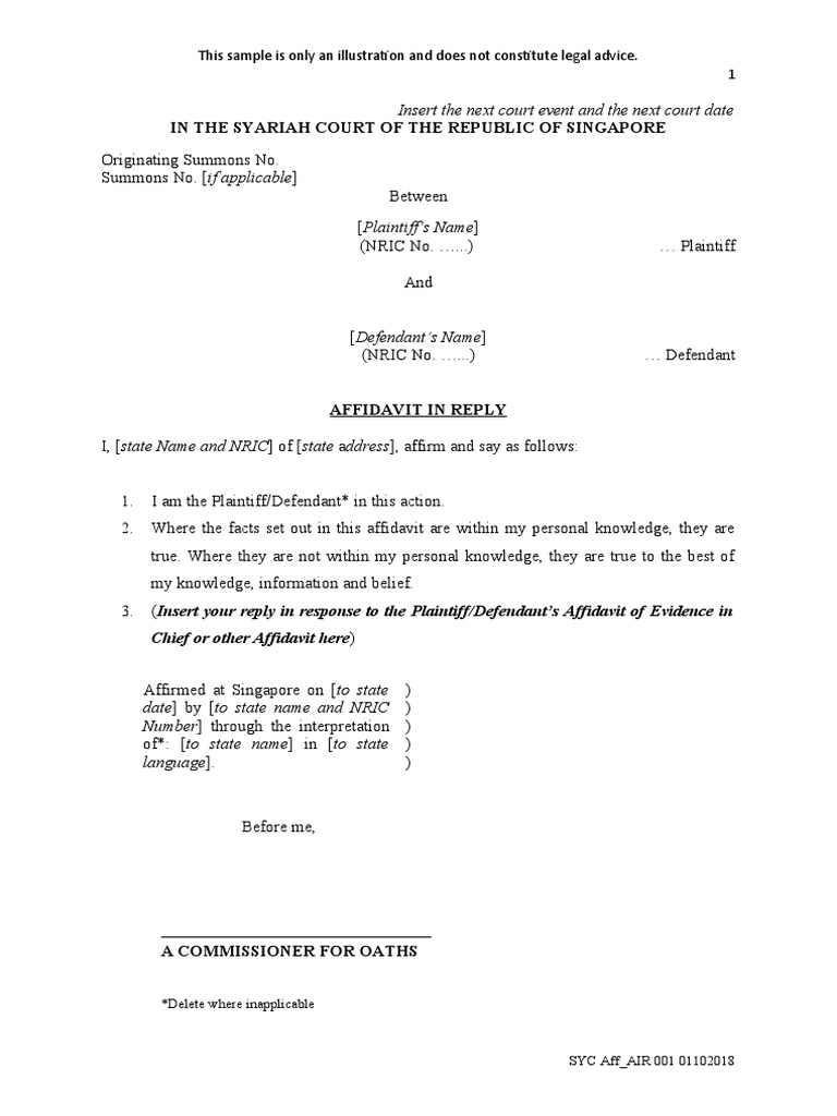 Affidavit in Reply | PDF | Affidavit | Civil Law (Common Law)