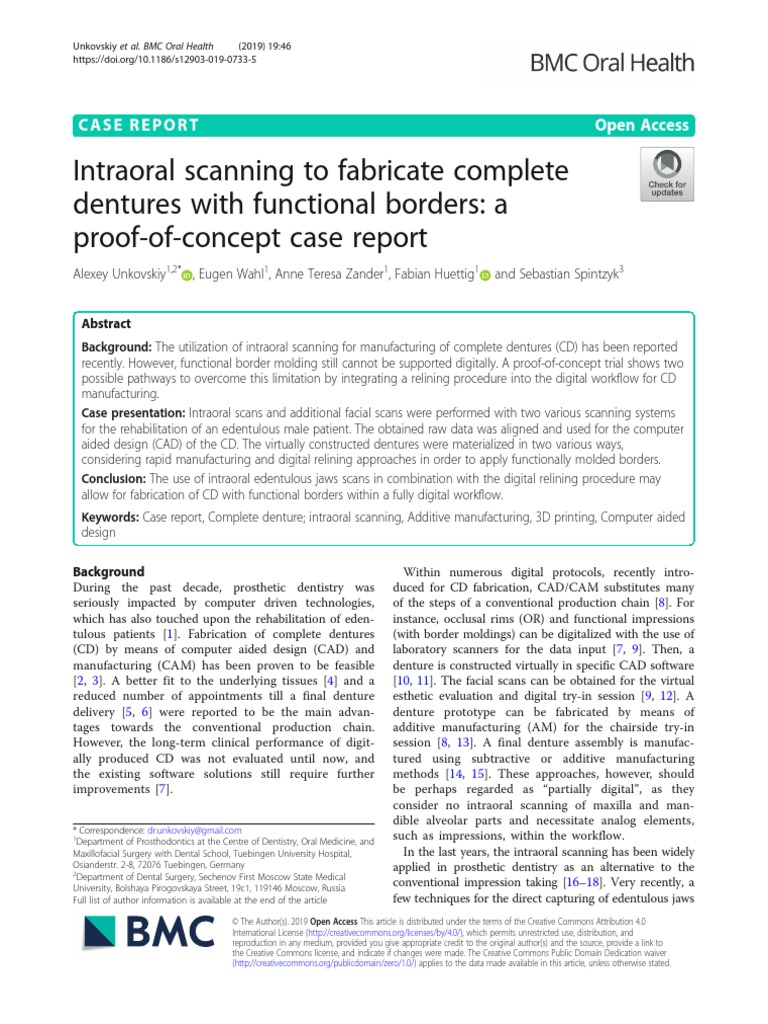 Intraoral Scanning To Fabricate Complete Dentures With Functional ...