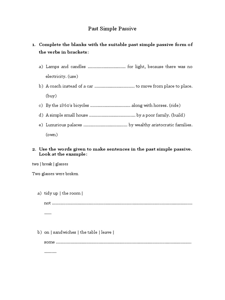 Past Simple Passive Exercises | PDF